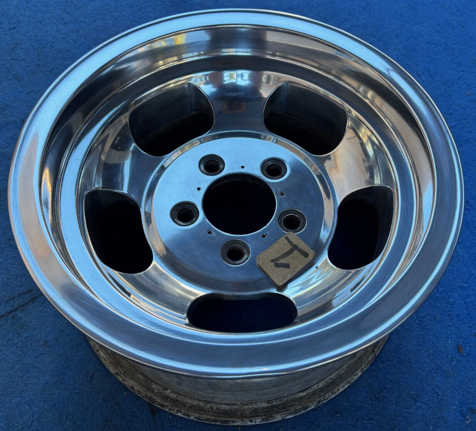 (1) 14" VINTAGE HIGH POLISHED SLOT MAG WHEEL 14x7 RIM 5X4.5 FORD MOPAR ...