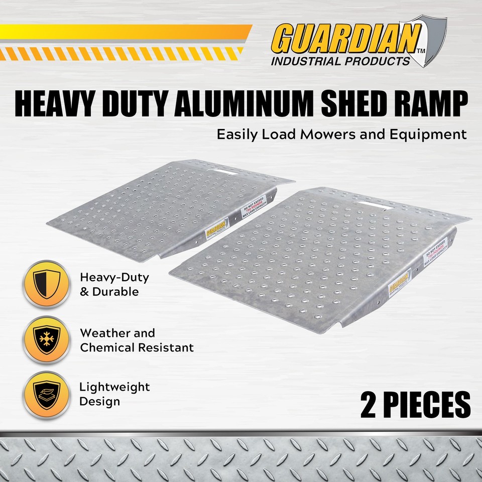 Guardian 2 Pack Heavy Duty Aluminum Shed Ramp,for Mowers, ATV, Silver ...