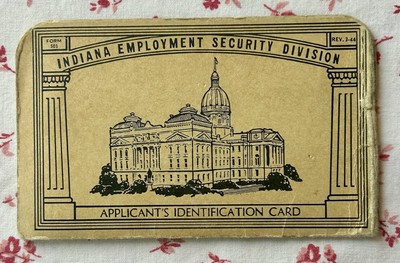 Vintage 1944 Indiana Employment Security Division Identification Card ...