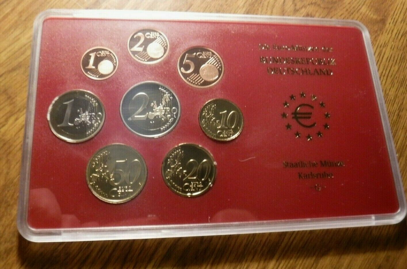 GERMANY 2004 G OFFICIAL EURO PROOF SET, 8 COINS, 1 CENT TO 2 EURO COINS ...