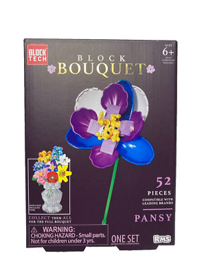 Block Tech Block Bouquet Pansy Flower Building Block Set 52 Pieces ...