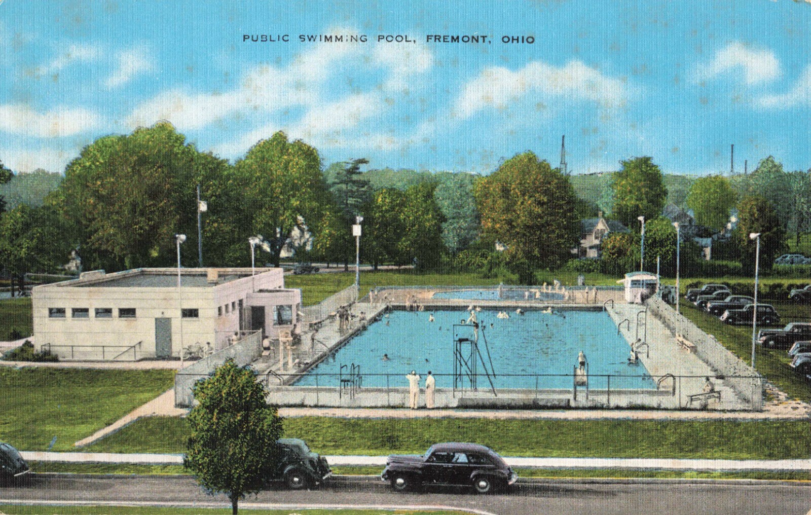 Postcard Public Swimming Pool Fremont Ohio | eBay