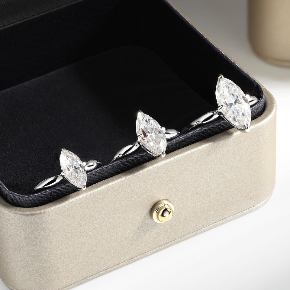 1-3ct Marquise Cut Moissanite Women Engagement Ring Jewel 18K White ...