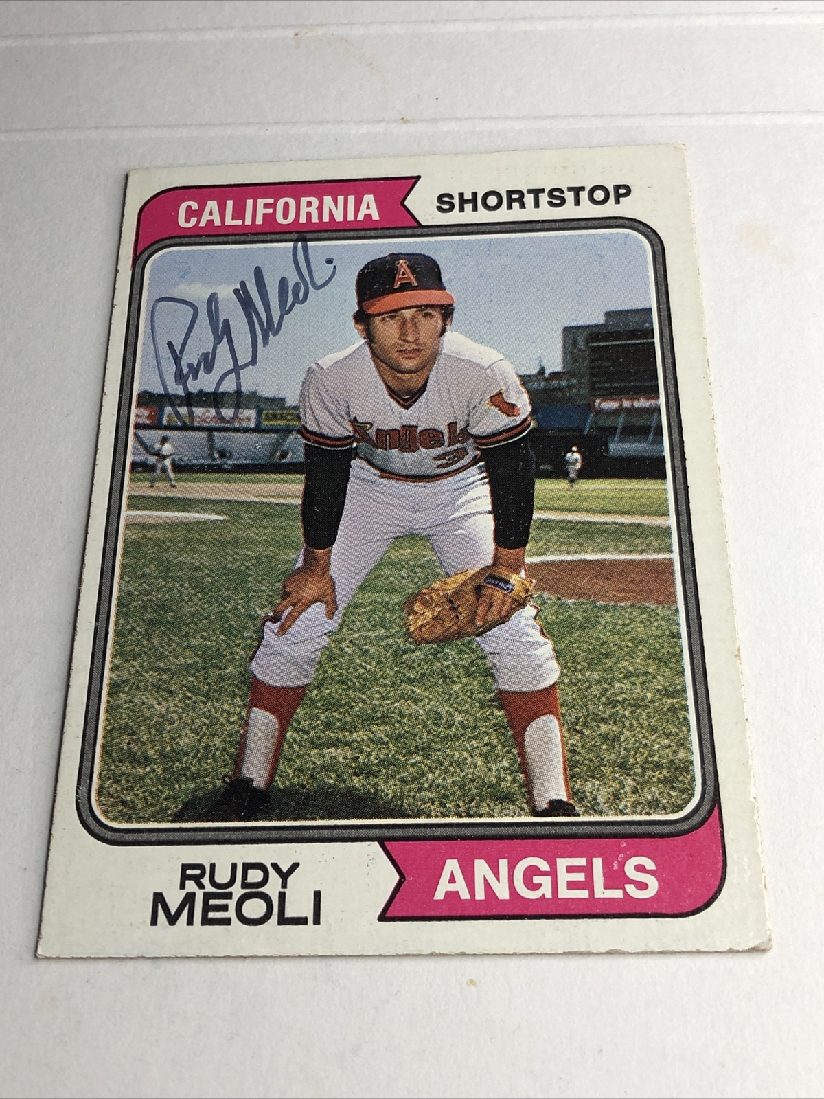 Rudy Meoli Signed 1974 Topps MLB Autographed Baseball Card #188 Angels ...