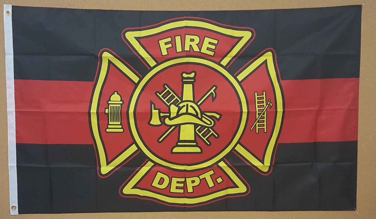 FIRE DEPARTMENT RED LINE FLAG 3'x5' FIREMAN VOLUNTEER SAFETY PRIDE ...