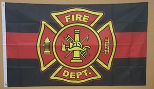 FIRE DEPARTMENT RED LINE FLAG 3'x5' FIREMAN VOLUNTEER SAFETY PRIDE ...