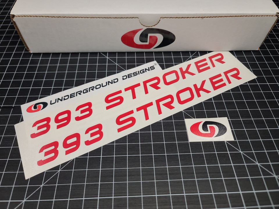 393 STROKER Decals (2pk) V8 Hood Fender Stickers Fits Ford SBF Racing ...