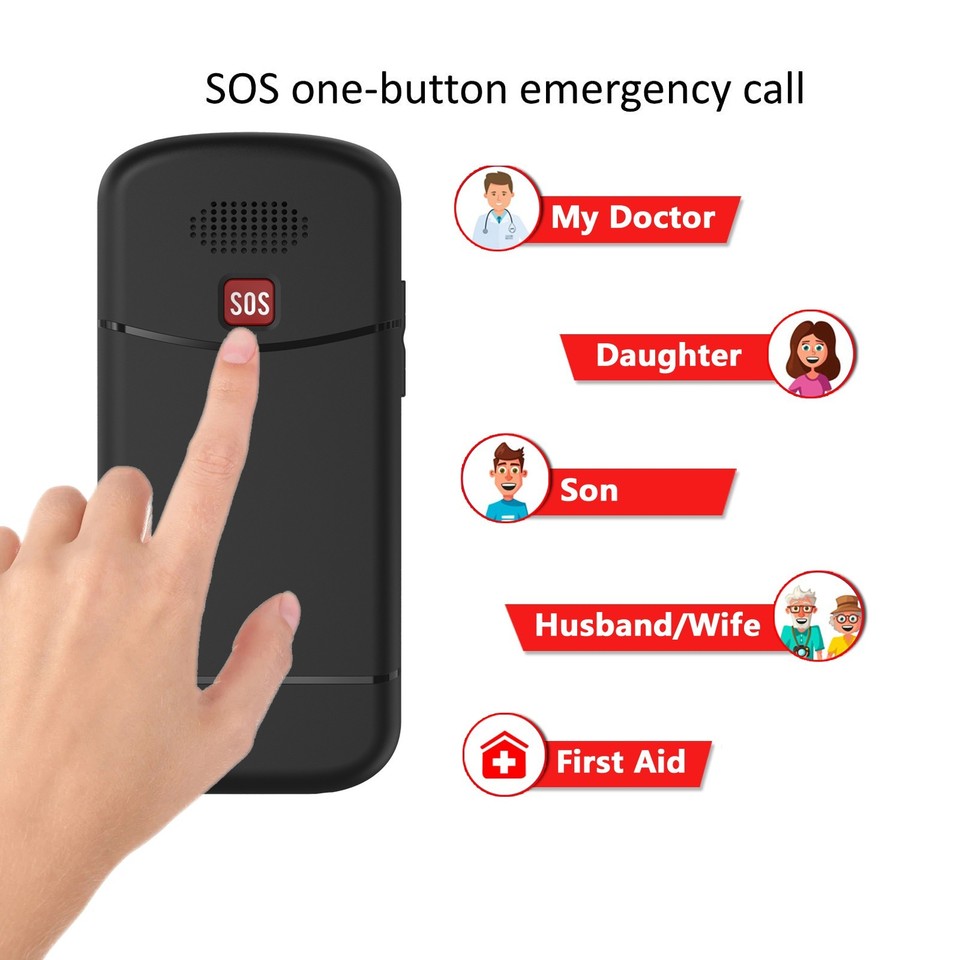 Big Button Mobile Phone SOS for Elderly Senior Cell Phone (Black ...
