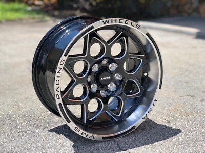 2x Rocket 15X8 Black Polished Lip Drag Racing Rims Wheels 4X100/4X114 ...