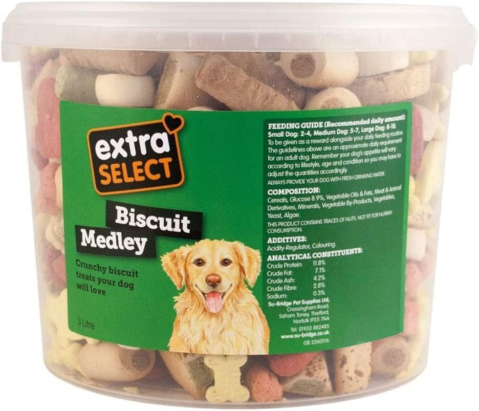 Biscuit Medley Dog Treat Biscuits in a 3Ltr Bucket (Approx 560 Biscuits ...