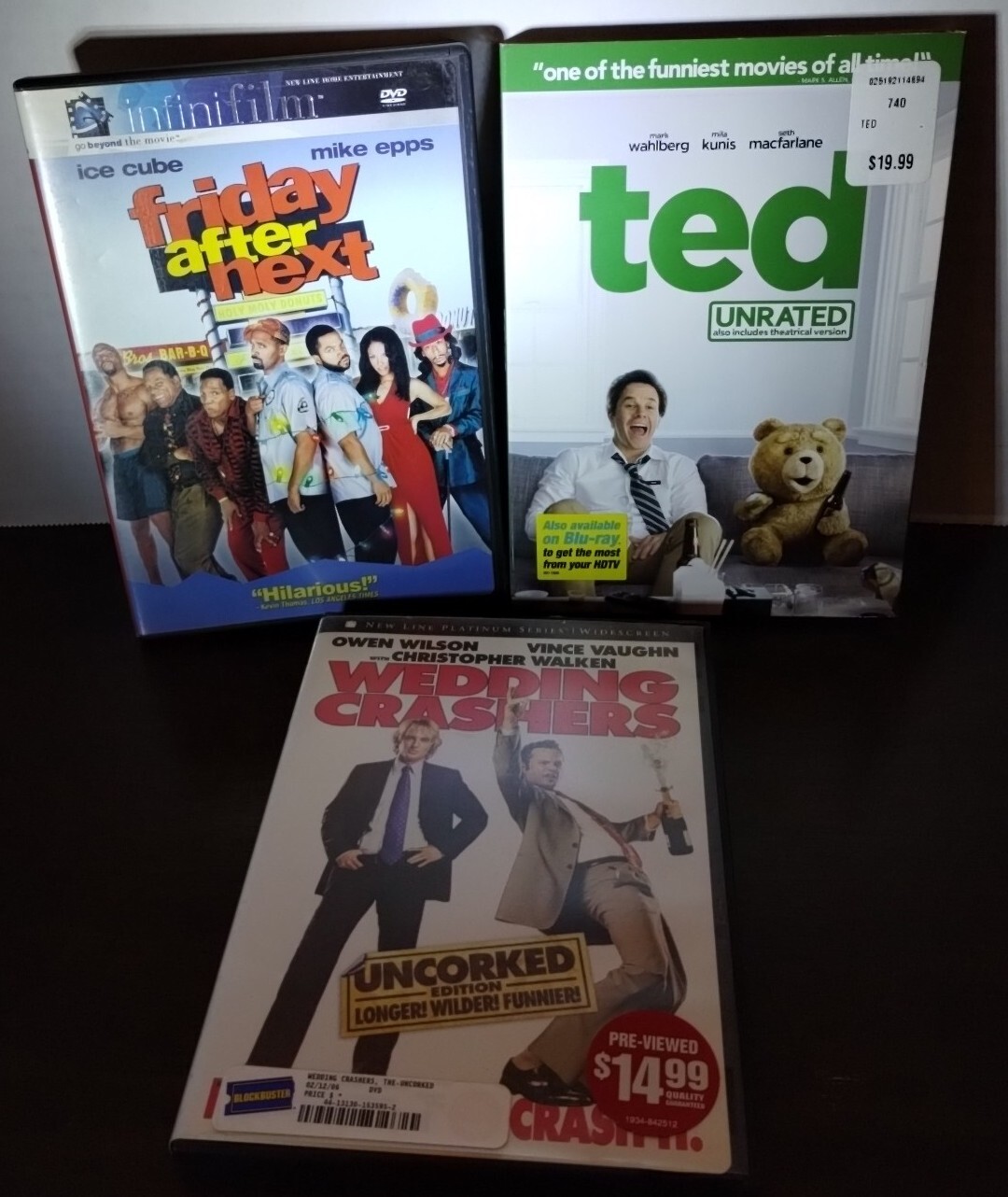 Set Of 3 Comedy DVDs Friday After Next Ted Wedding Crashers Funny Laugh ...