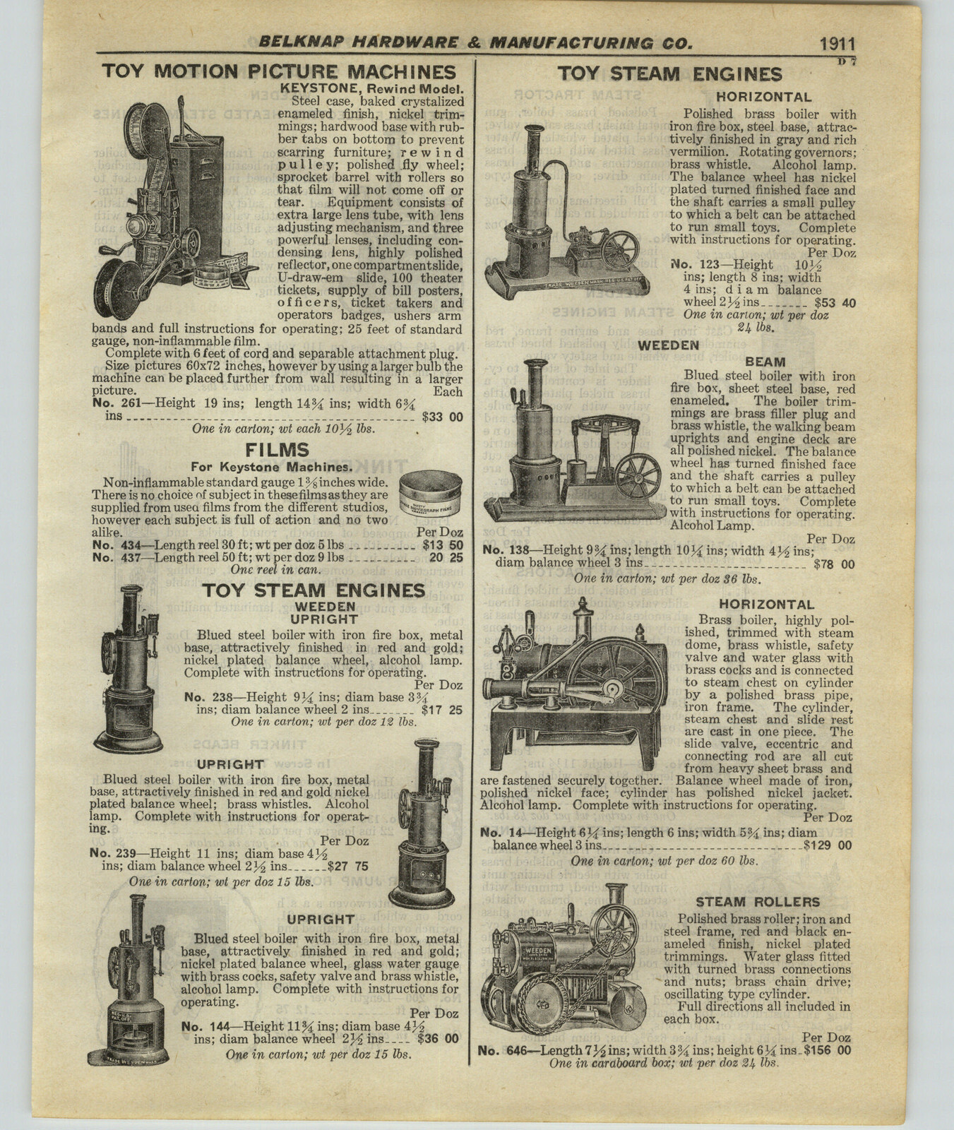 1927 PAPER AD Weeden Toy Steam Engines Steam Roller Farm Tractor Brass ...