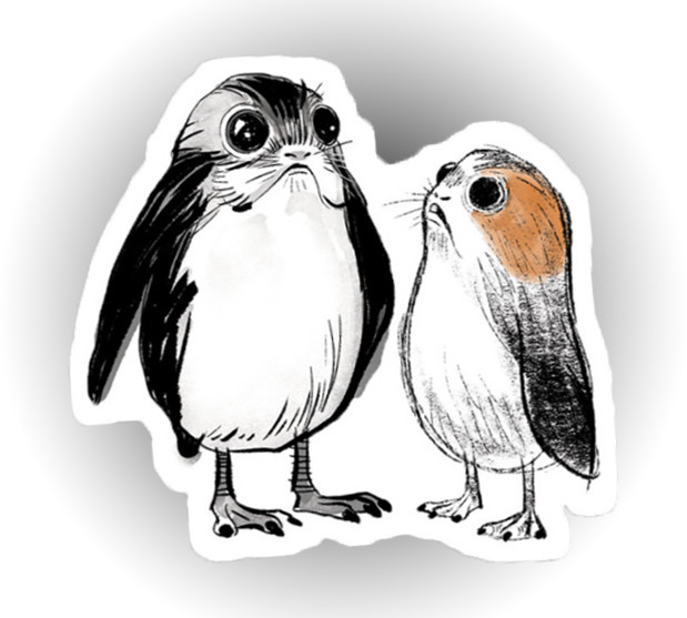Star Wars The Last Jedi Porgs porg cute sketch cuddly car laptop ...