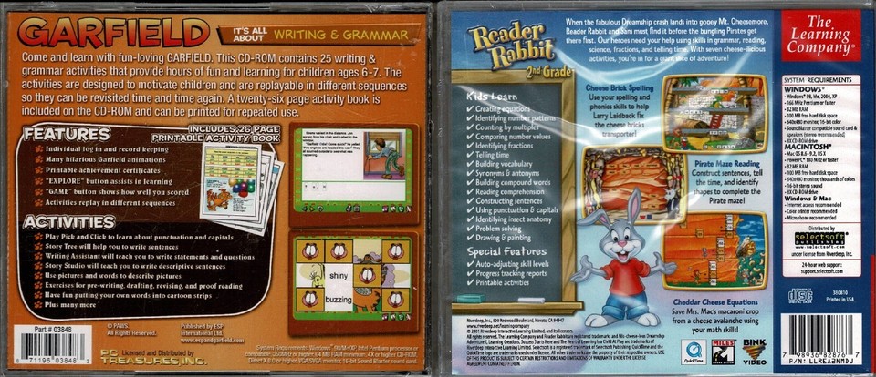 Reader Rabbit 2nd Grade Mis-Cheese-Ious & Garfield Writing & Grammar Pc ...