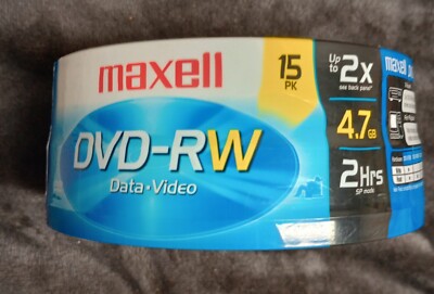 15 Disc Rewritable DVD-RW Spindle Blank Record Media Digital Data ...