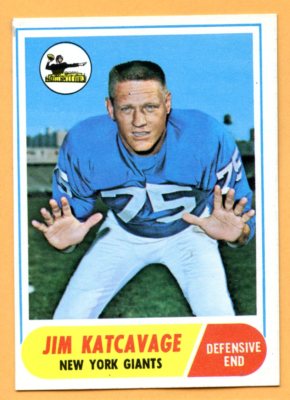 1968 Topps Football #187B Jim Katcavage (EX-MT) -- New York Giants | eBay