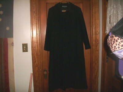 VINTAGE HERMAN KAY BLACK LONG WOOL COAT LINED ~SIZE 12~VGUC | eBay