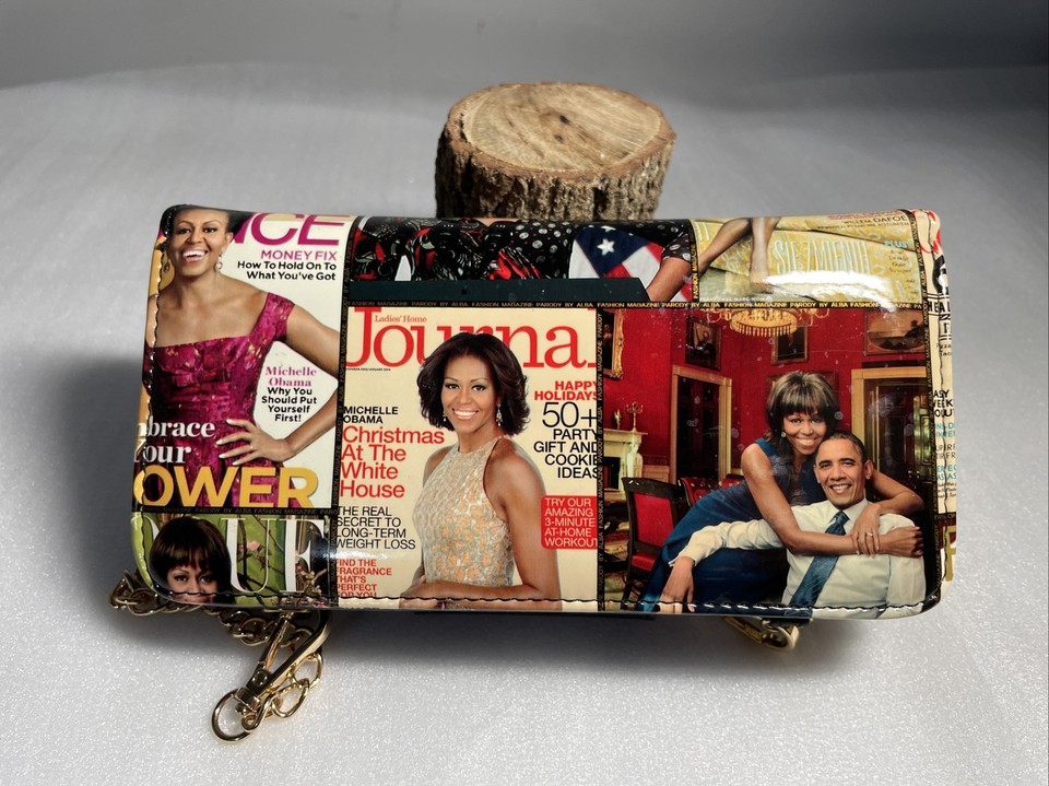 MIchelle Obama Magazine Cover Collage Crossbody Clutch Wallet Cell ...