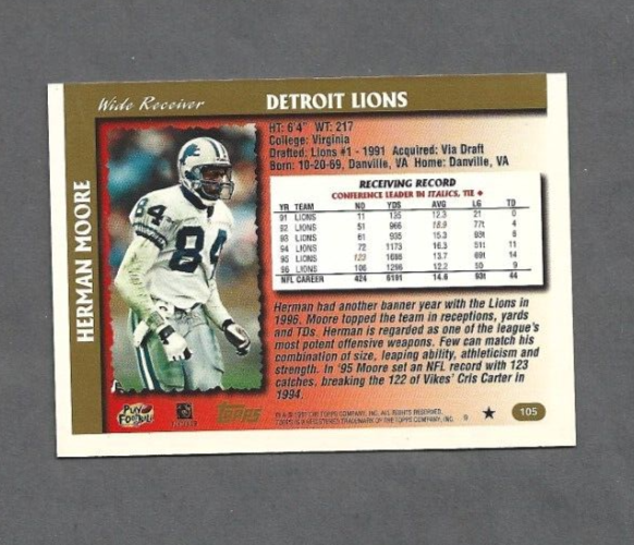 Herman Moore Detroit Lions 1997 Topps #105 | eBay