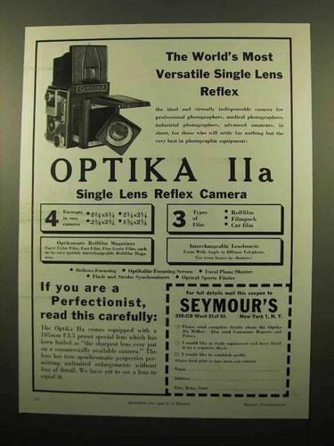 1959 Optika IIa Camera Ad - The Most Versatile | eBay
