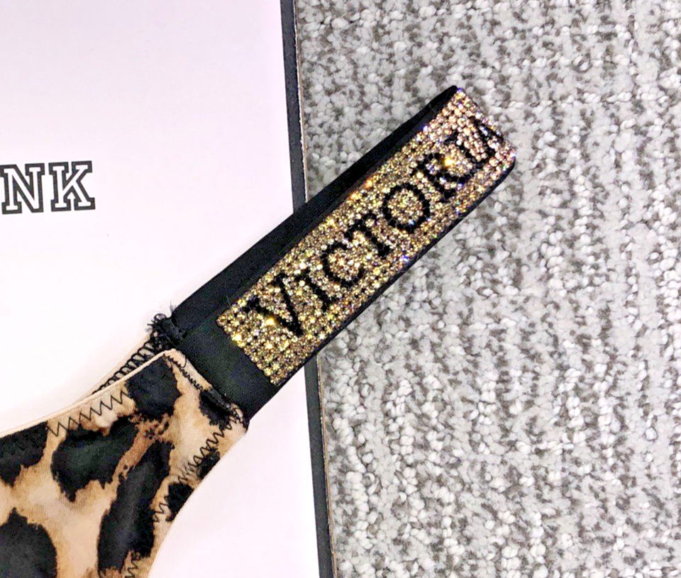 Victorias Secret Very Sexy NWT XL Leopard Print Spellout Shine Strap ...