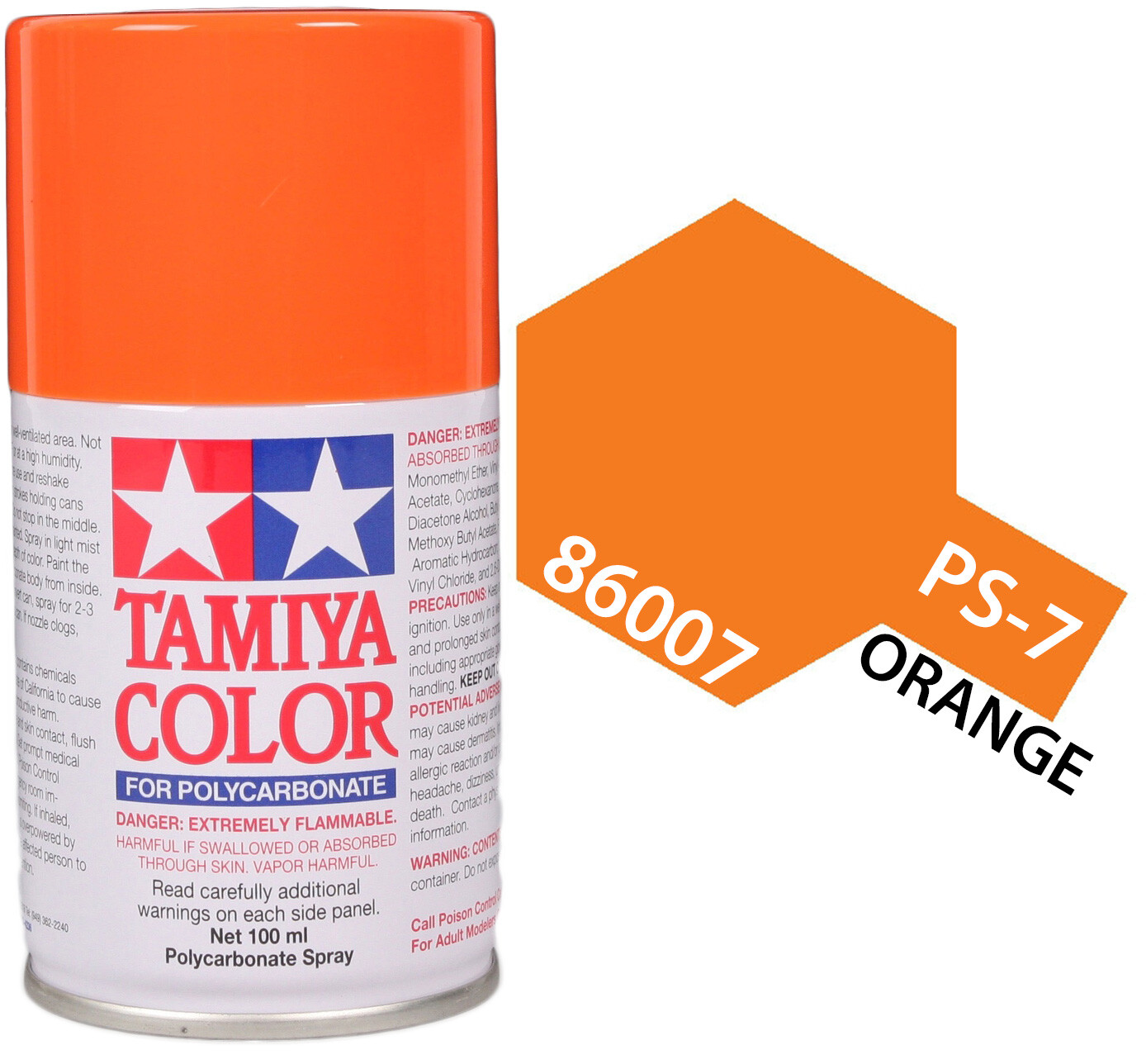 Tamiya 86007 PS-7 Orange Polycarbonate Lexan RC Spray Paint 100ml - US ...