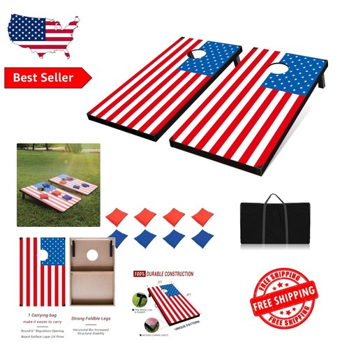 Portable Cornhole Set - 3ftx2ft MDF Boards with 8 Premium Bags & Carry ...
