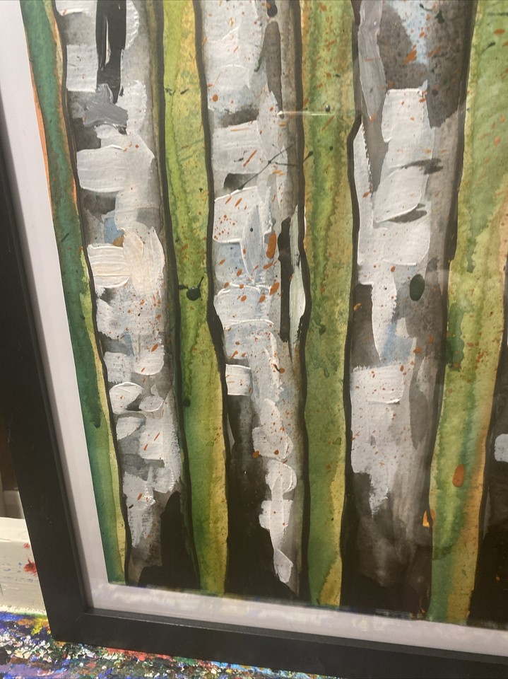 18/24 Original Painted On High Quality Paper, Abstract Birch Trees ...