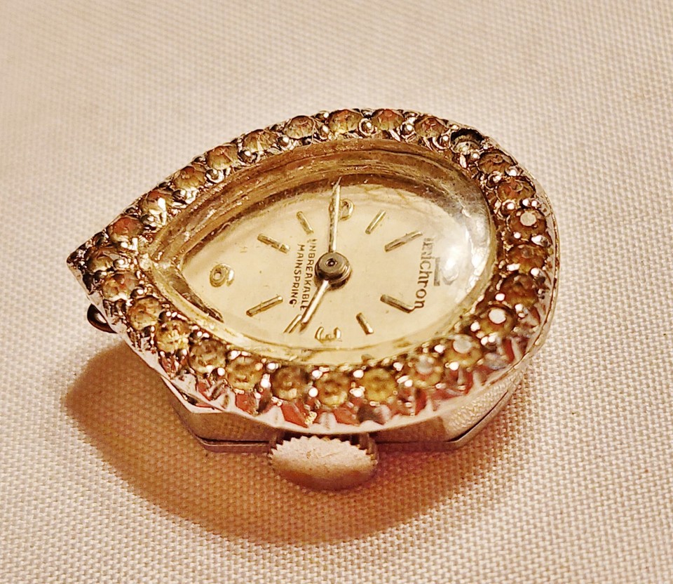 Vintage Unichron Ladies Watch, Teardrop Shaped Pendant Surrounded by ...