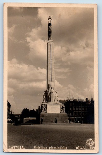 Riga Latvia Postcard Briviba Monument 1936 Vintage Posted RPPC Photo | eBay