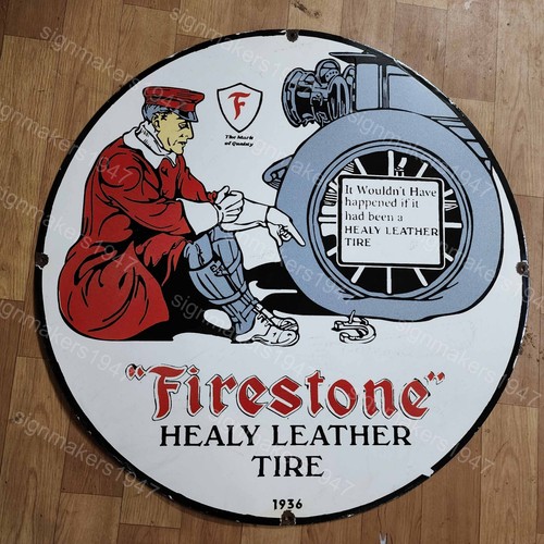 FIRESTONE TIRE PORCELAIN ENAMEL SIGN 30 INCHES ROUND | eBay