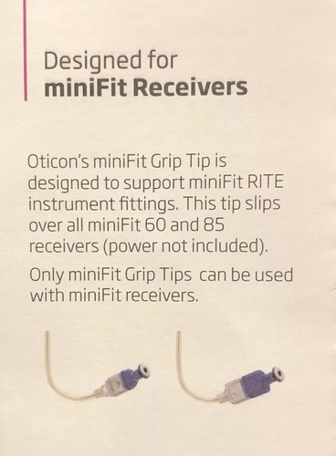 5 miniFit Grip Tips For Oticon Receivers. Size Small Vented. Right Ear ...