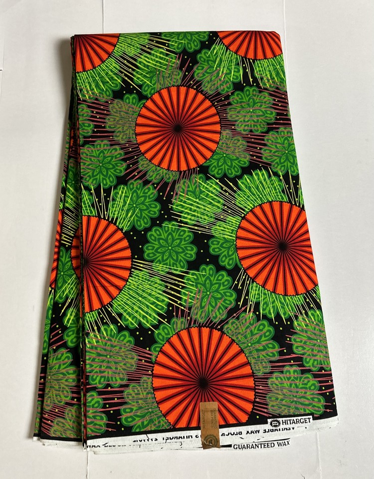African Print Fabric, - Green, Orange Ankara Fabric | eBay