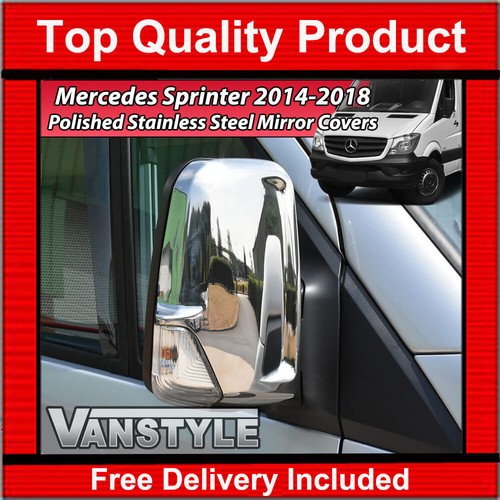 FITS MERCEDES SPRINTER 14-18 CHROME WING MIRROR COVERS STAINLESS STEEL ...