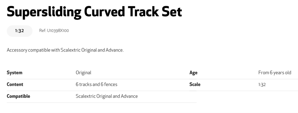 SCX 1/32 WOS, ANAOLOG, ADVANCE SUPER SLIDING CURVE U10398X100 - NEW | eBay