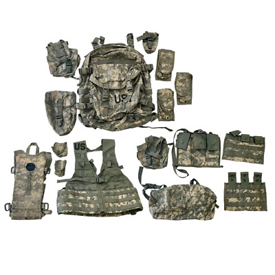 USGI Authentic 16 PC Rifleman Set Kit MOLLE System ACU Complete Set w ...