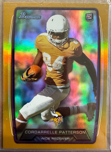 2013 Bowman Football Card #171 Cordarrelle Patterson Rookie SSP Gold ...