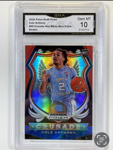 2020-21 Prizm Draft Picks Crusade Red White & Blue Cole Anthony GMA 10 ...