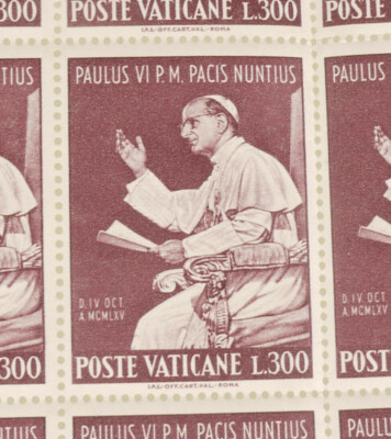 PRL) POSTE VATICANE LIRE 300 FOGLIO MNH** FRANCOBOLLI PAULUS VI TIMBRES ...