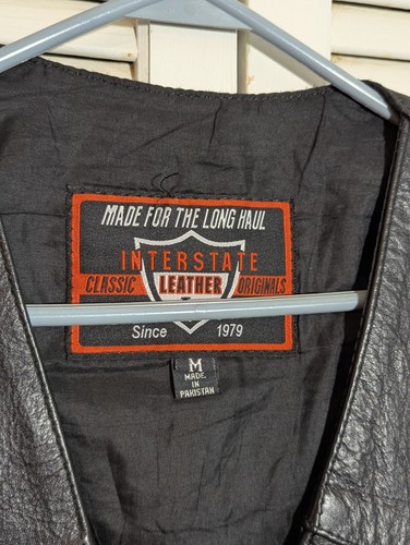 Interstate Leather Motorcycle Biker Riding Vest Mens Size Medium M NWOT ...