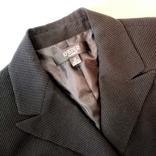 VINTAGE Kasper Classics Women Black w/ Tiny Dots 3 Button Lined Blazer ...