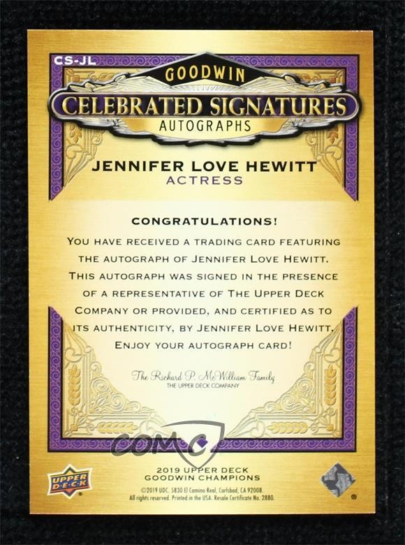 2019 Upper Deck Goodwin Champions Jennifer Love Hewitt #CS-JL Auto | eBay