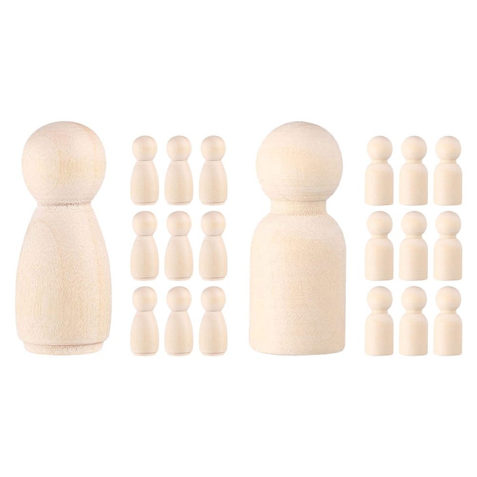 20 Pcs Diy Painting Peg Dolls Decorative Wood People Blank Wooden ...
