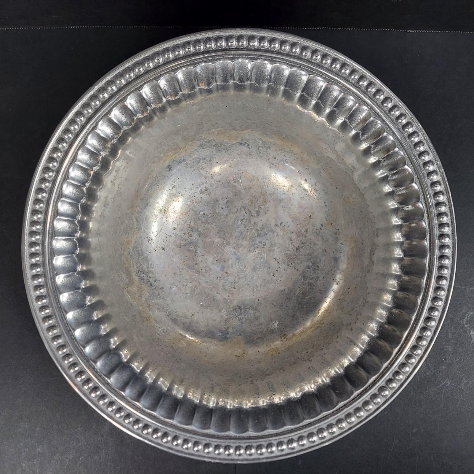 RWP Wilton Armetale Pewter Ribbed Serving Salad Bowl Flutes and Pearls ...