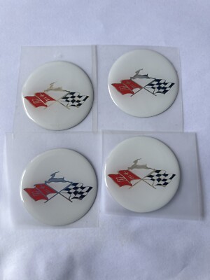 "Chevy Impala Emblems Stickers White | 4 Pieces | Wheel Size 1 3/4"" or ...