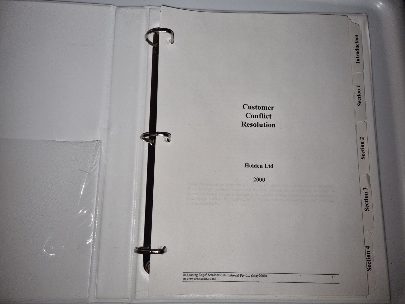 The Holden College - Customer Conflict Resolution Ring Binder Good Used ...