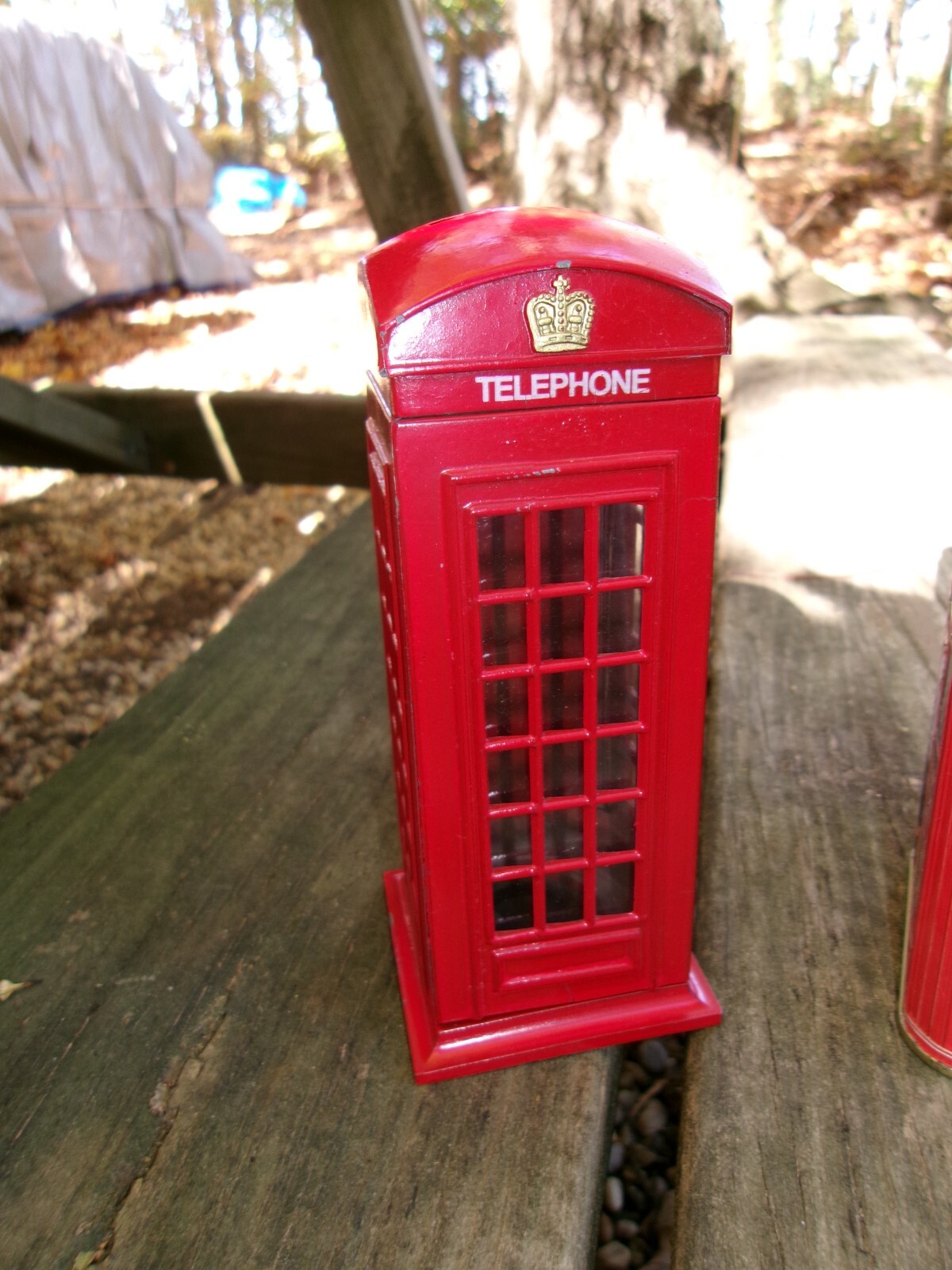 Red English 6" Metal Telephone Booth Coin Bank + Tin Bank with 3 ...