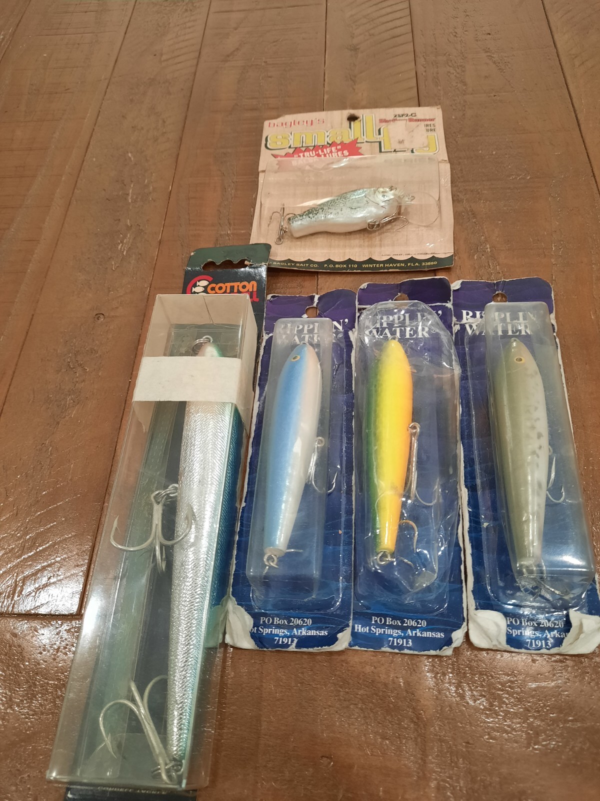 Vintage Lot Of 4 Mike Cordell / Ripplin Water Fish Lures&1 Bagleys ...