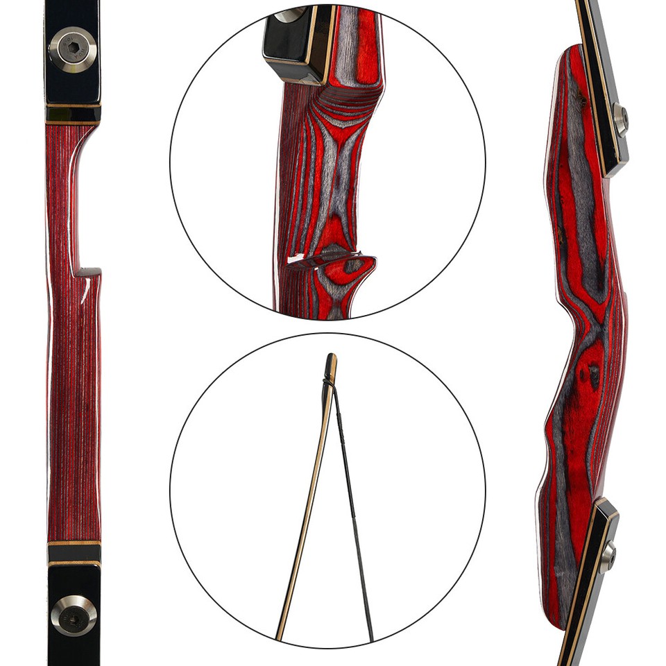 25-50LBS 64 Inch Takedown Recurve Bow Longbow Wooden Riser Archery ...