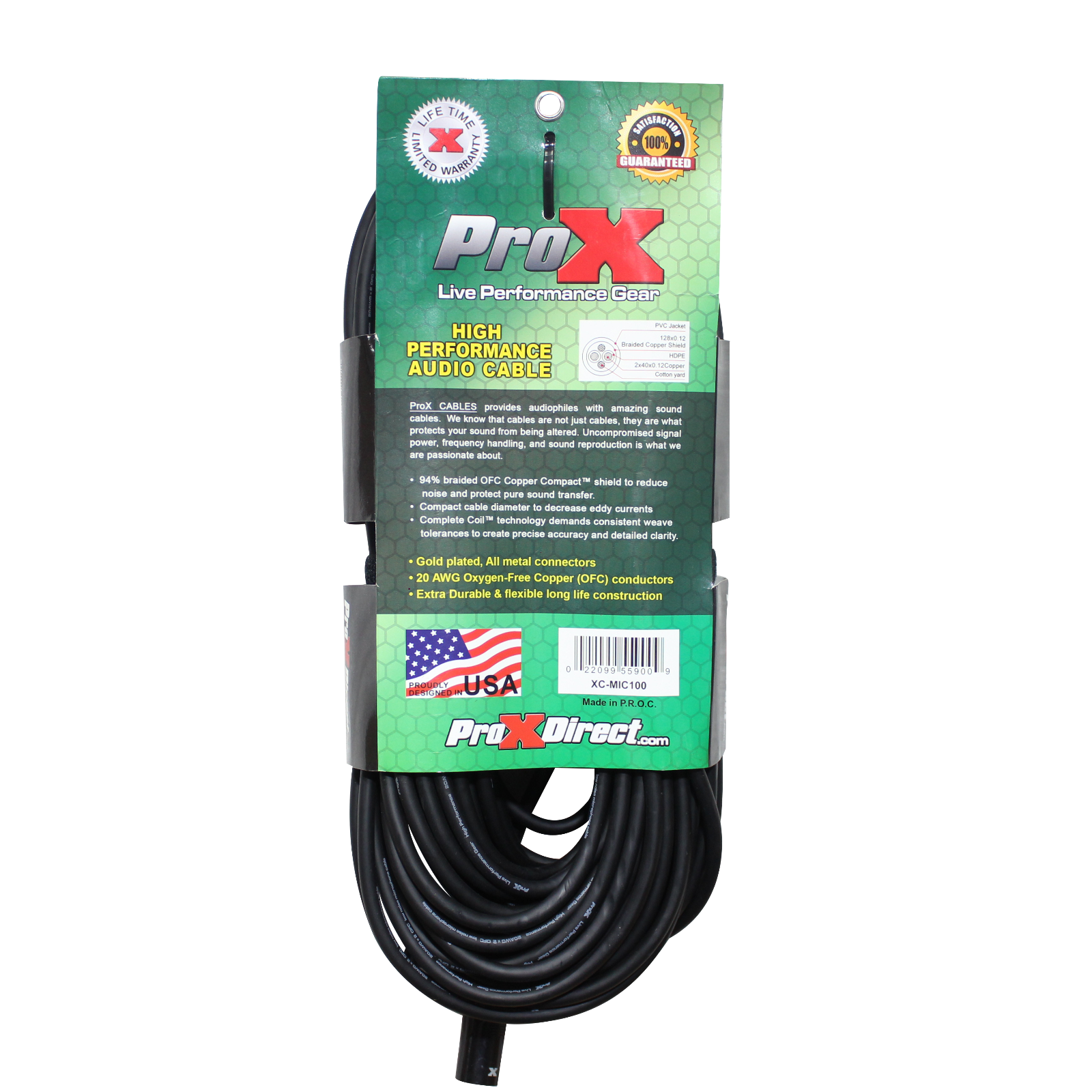 (4) ProX 100' ft High Performance 3pin XLR Mic Cables - OFC Copper ...